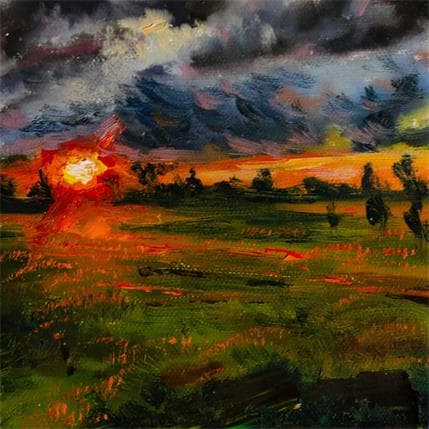 Peinture Crépuscule coloré par Eugène Romain | Carré d'artistes