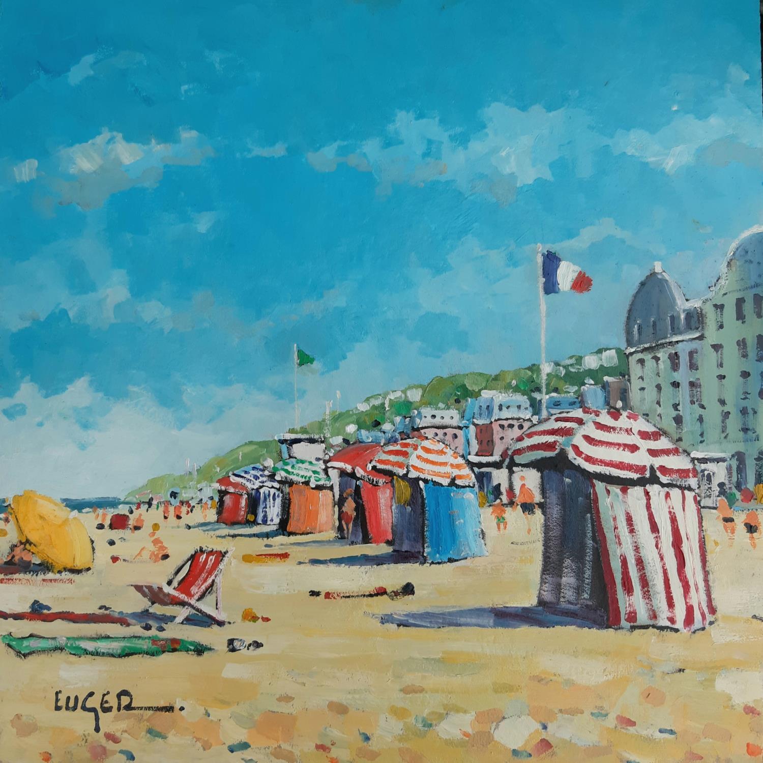 Peinture LA PLAGE A TROUVILLE par Euger | Carré d'artistes
