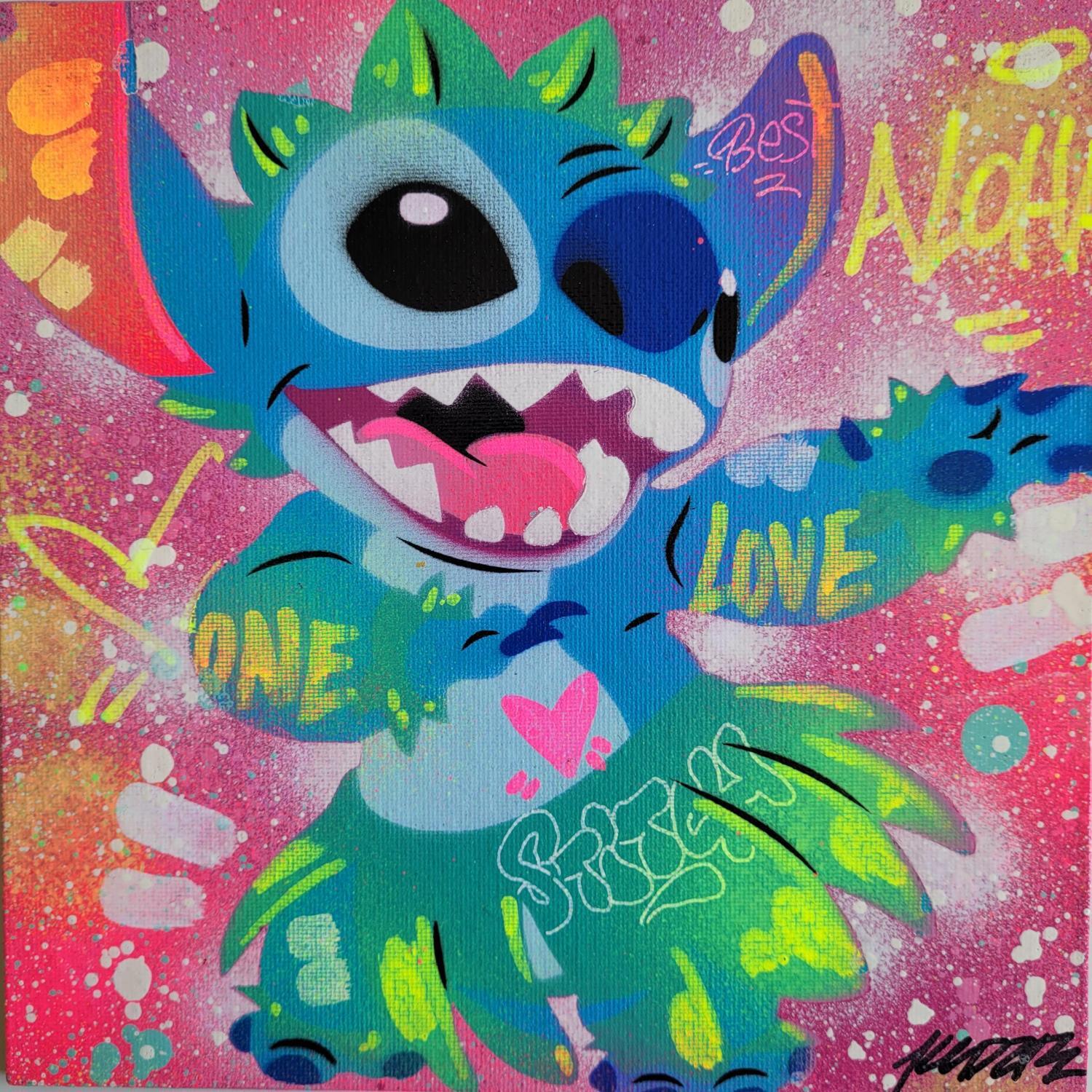 Painting Stitch dancing by Kedarone | Carré d'artistes