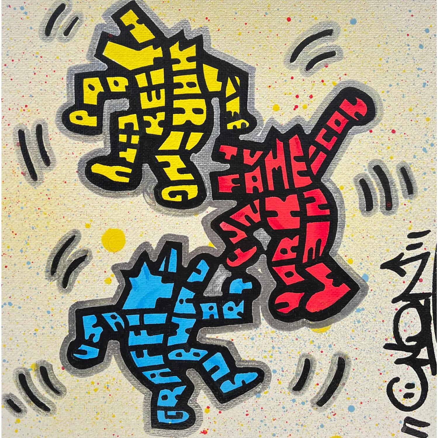 Peinture WOLF KEITH HARING par Cmon | Carré d'artistes