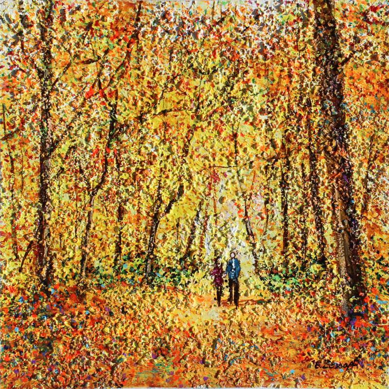 Painting promenade dans les bois by Dessapt Elika | Carré d'artistes