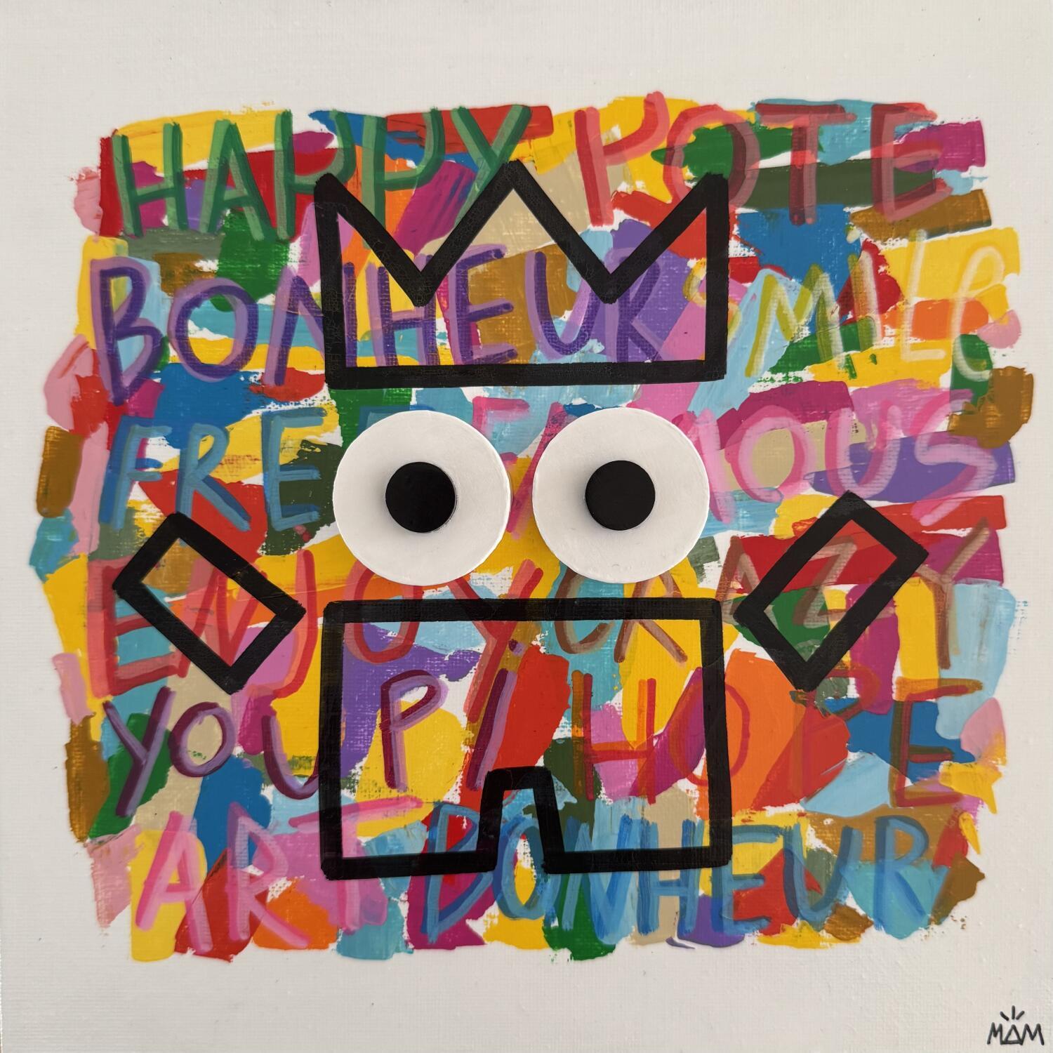 Peinture HAPPY BONHEUR par Mam | Carré d'artistes