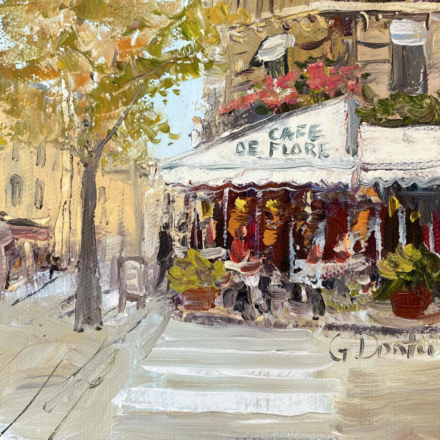 Peinture Café de Flore , début de l’automne par Dontu Grigore | Carré d ...