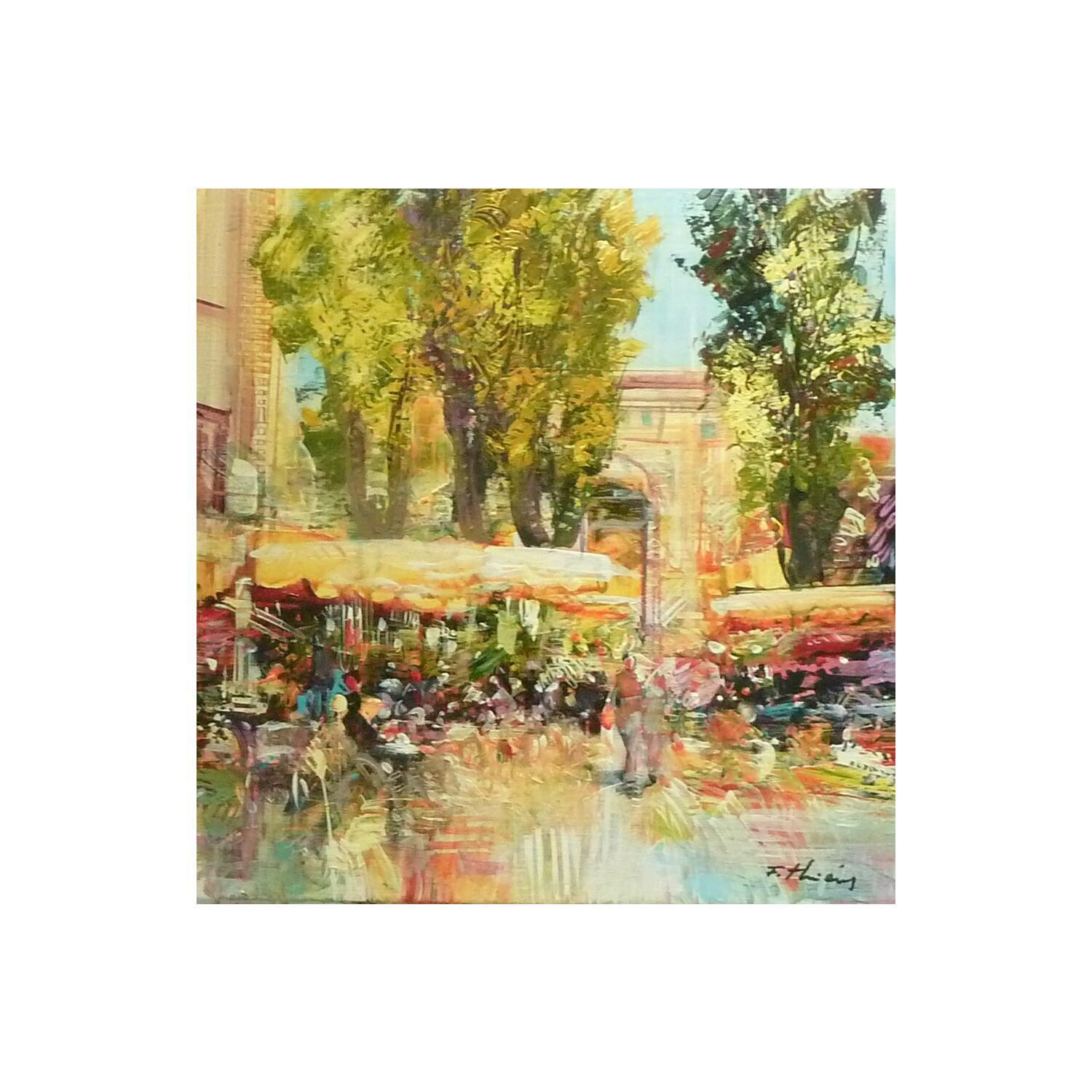 Peinture Place de l'Archevêché Aix par Frédéric Thiery | Carré d'artistes