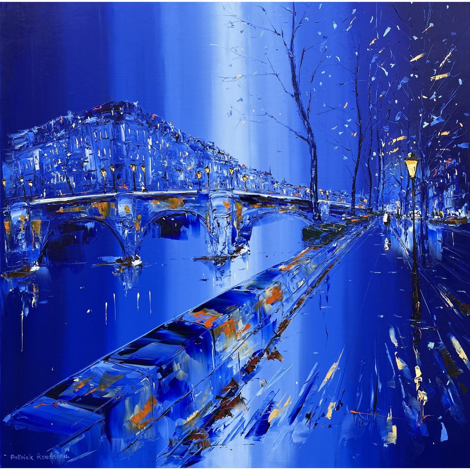 Peinture La nuit se pose sur la Seine par Rousseau Patrick | Carré d ...
