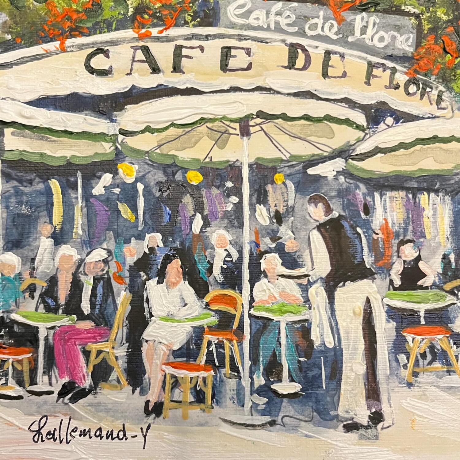 Painting café de Flore by Lallemand Yves | Carré d'artistes