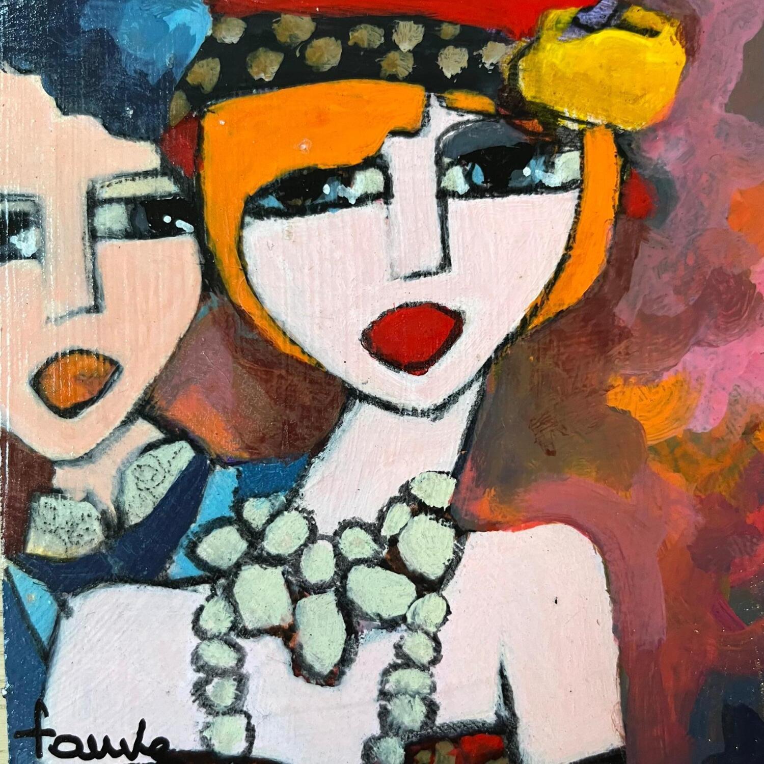 Peinture Femme au bijou par Fauve | Carré d'artistes